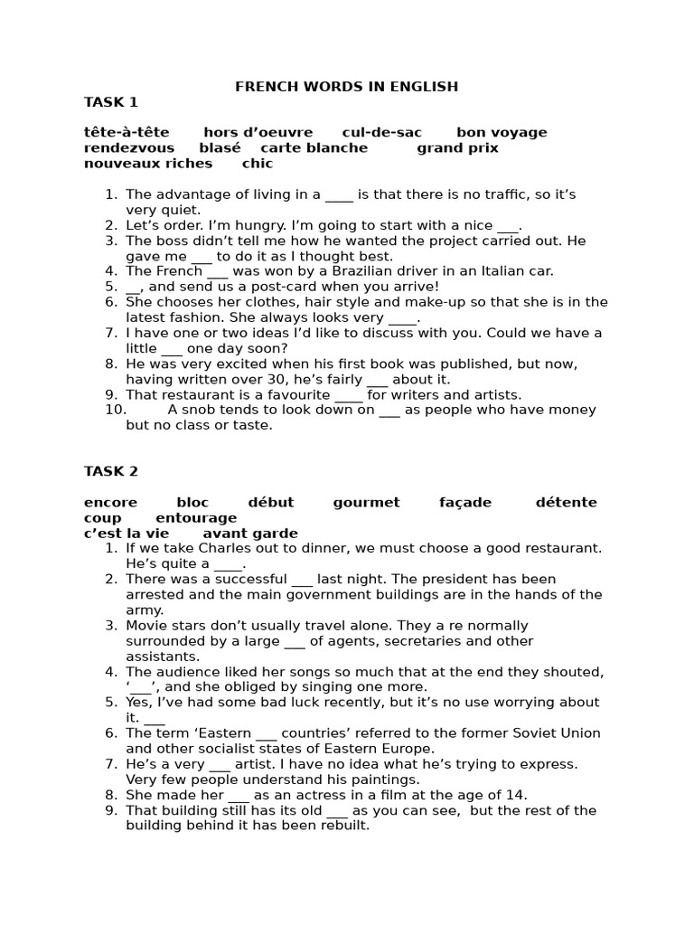 French Words Used in English | PDF