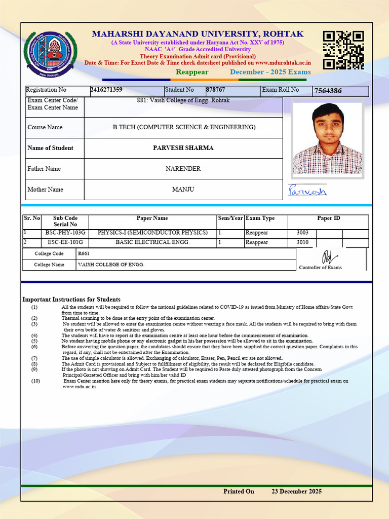 Reappear AdmitCard XR | PDF