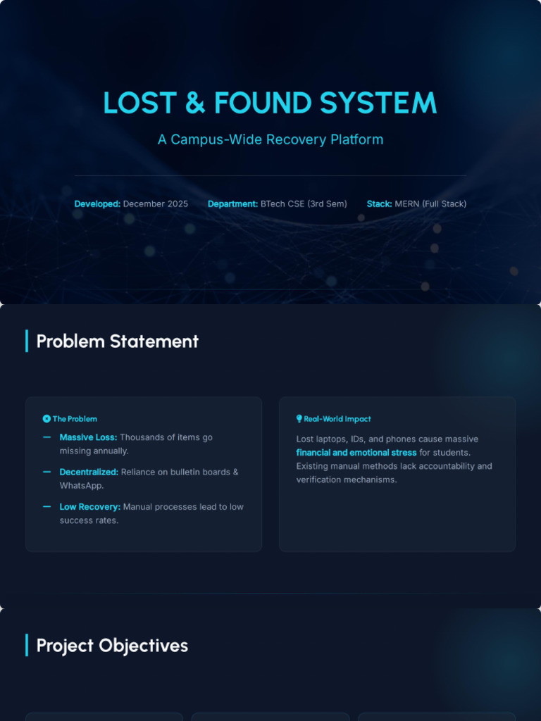 Lost & Found System - MERN Platform | PDF