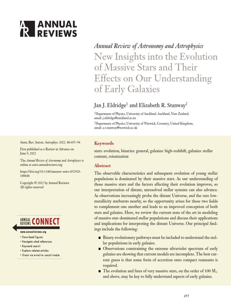 Massive Stars Evolution Effects 2022 | PDF | Stars | Galaxy