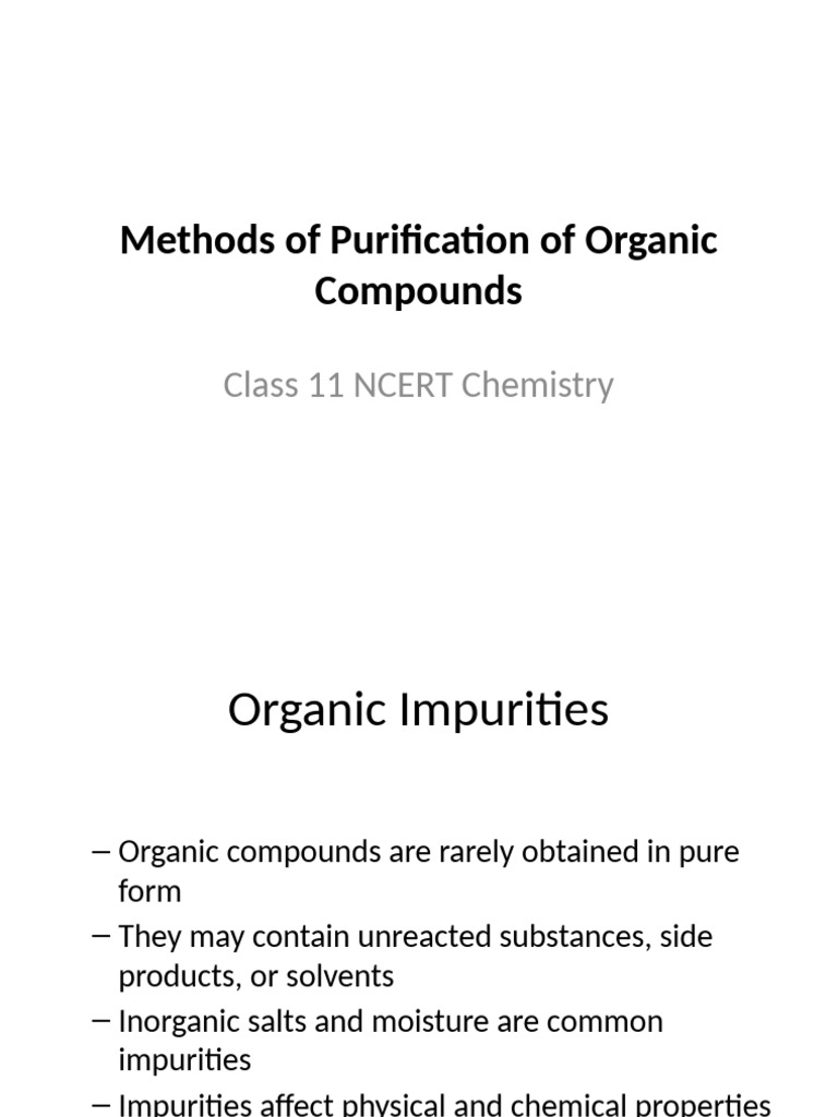 Purification Methods for Organic Compounds | PDF