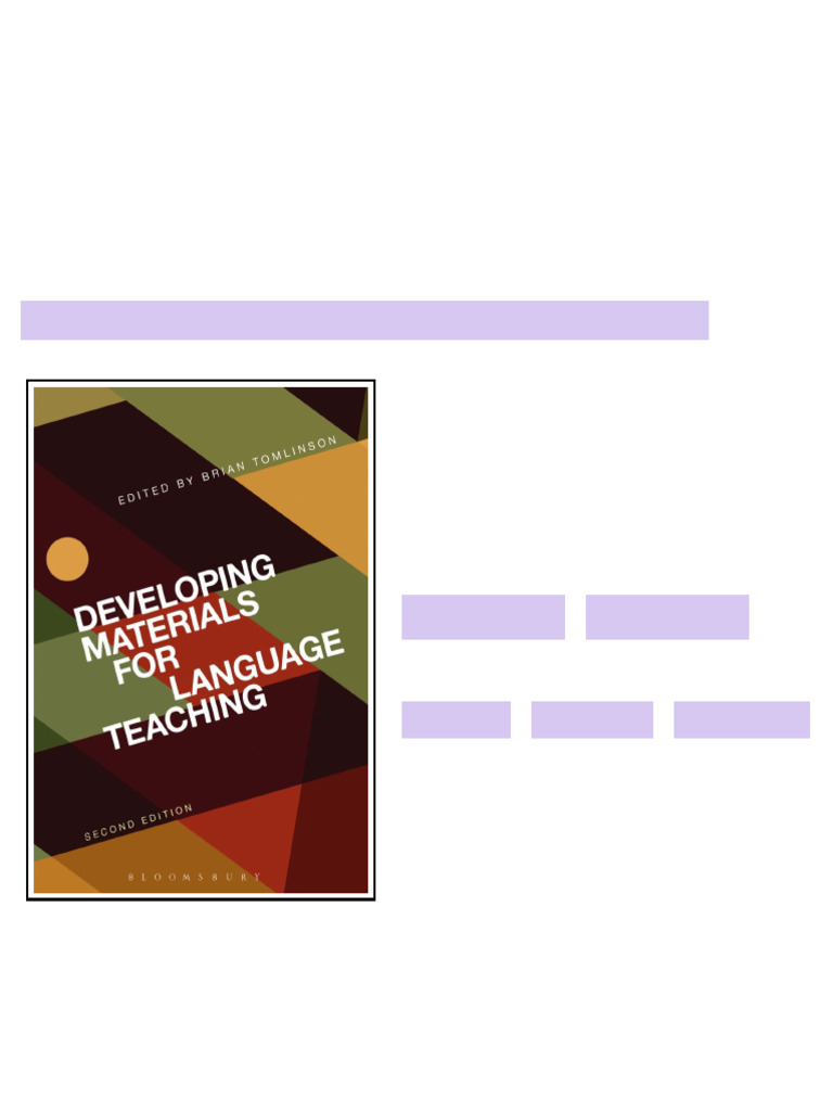 Developing Materials for Language Teaching Tomlinson Brian updated 2025 ...
