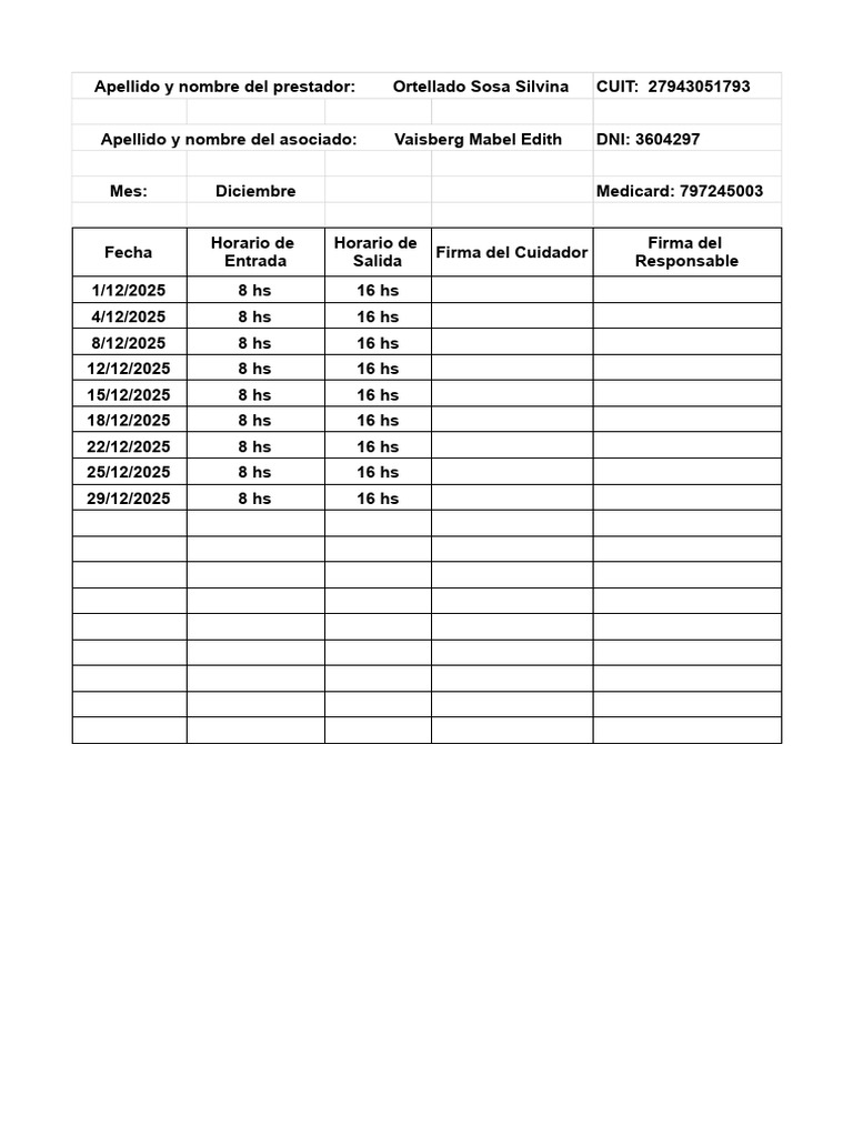 Planilla Ortellado Medicus - Hoja 1 (10) | PDF