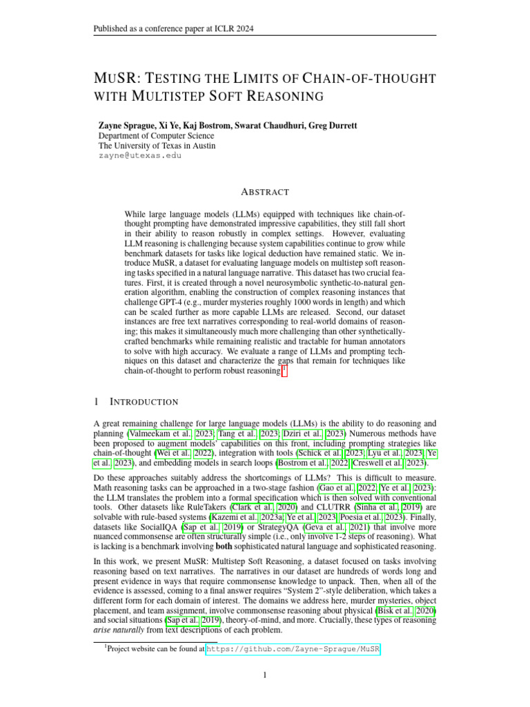 MUSR dataset - 2310.16049v2 | PDF