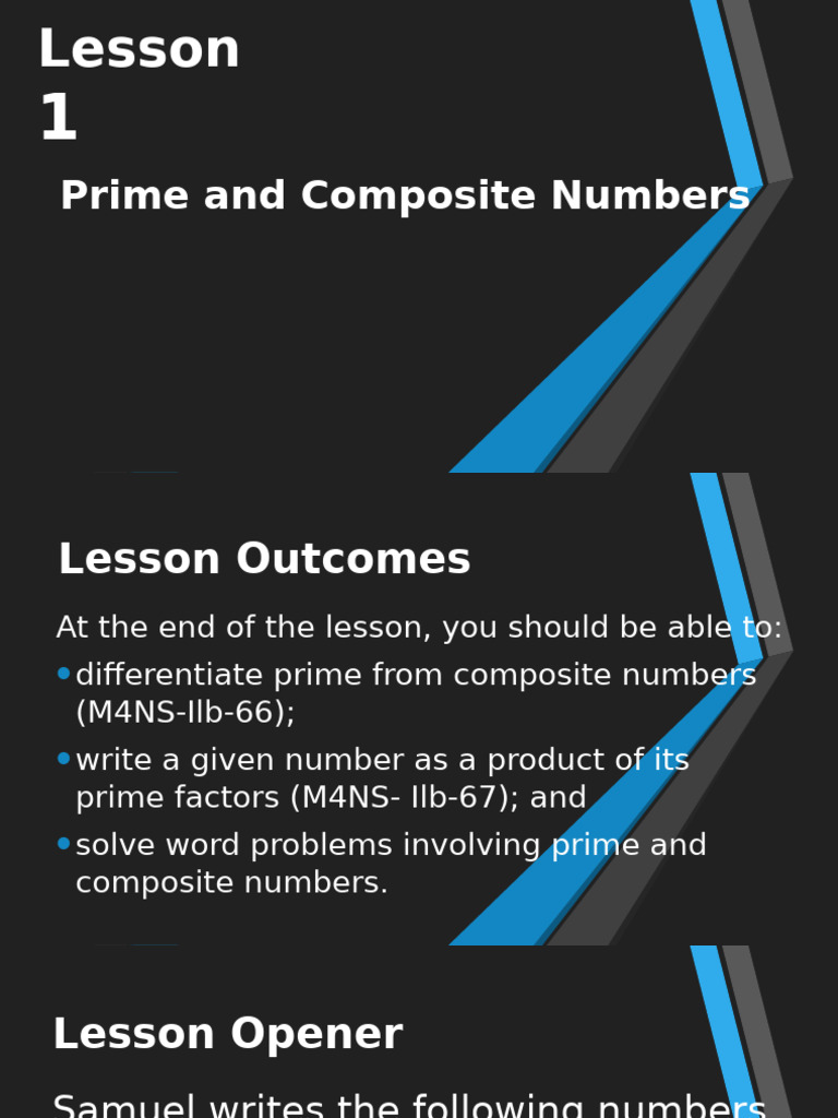 Lesson 1 Chapter 2 Prime and Composite Numbers | PDF | Prime Number | Chess