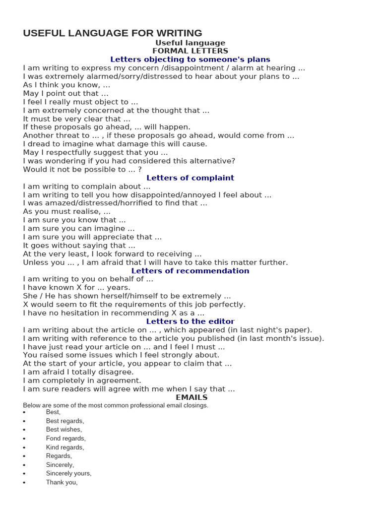 Useful Language for Writing | PDF | Argument | Essays