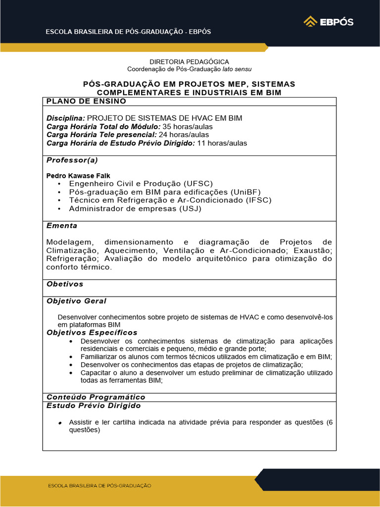 Plano Deen Sino | PDF | BIM | Pós-graduação