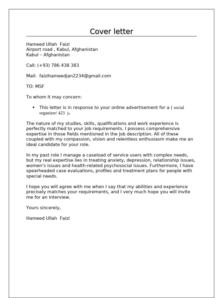 Cover Letter To The DRC | PDF