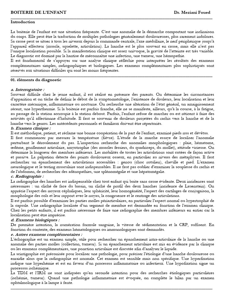 Diagnostic de la boiterie chez l'enfant | PDF | Trouble ...