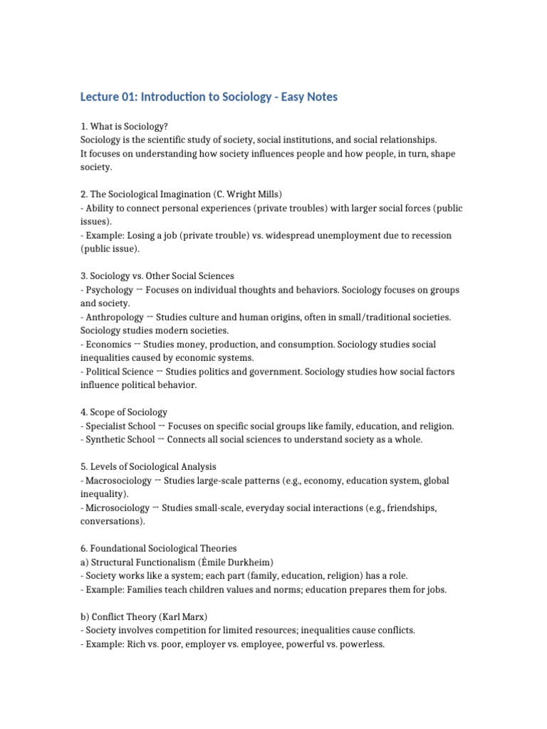 Introduction to Sociology Overview | PDF