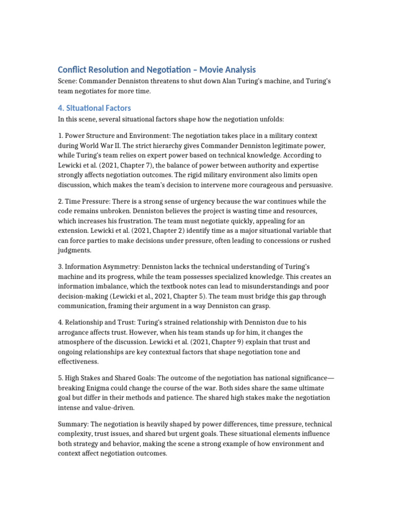 BUAD201_Movie_Analysis_Section_4_and_9 | PDF | Negotiation | Utilitarianism