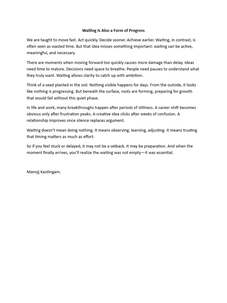 The Power of Productive Waiting | PDF