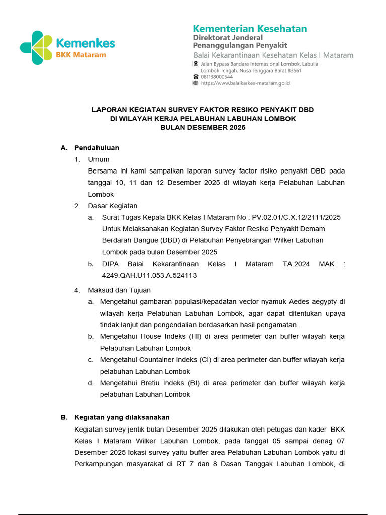 Survey Risiko DBD Labuhan Lombok 2025 | PDF