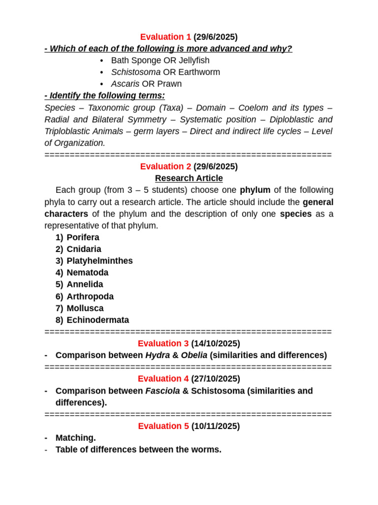 Comparative Animal Biology Evaluations | PDF