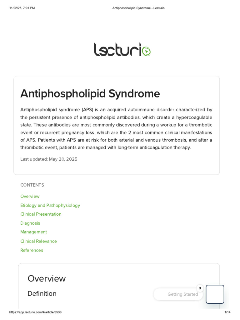 Understanding Antiphospholipid Syndrome | PDF | Thrombosis | Medical ...