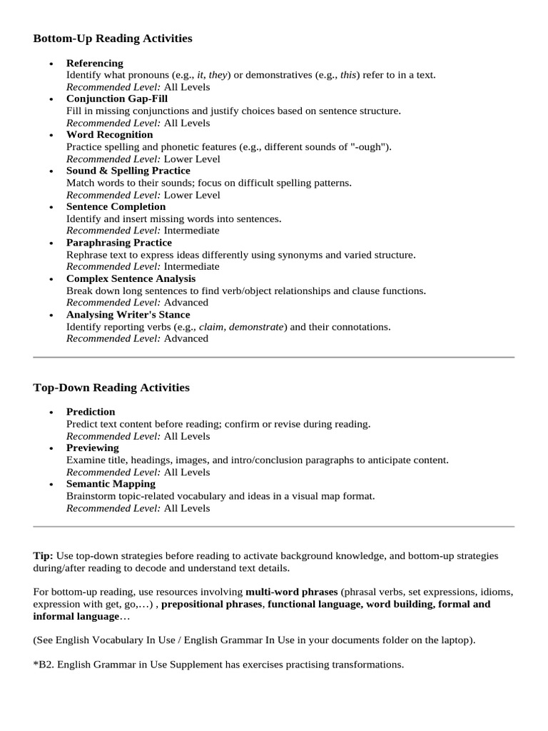 Effective Reading Activities Guide | PDF