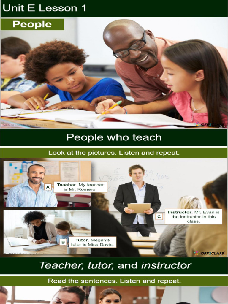 Unit E Lesson 1 - People | PDF