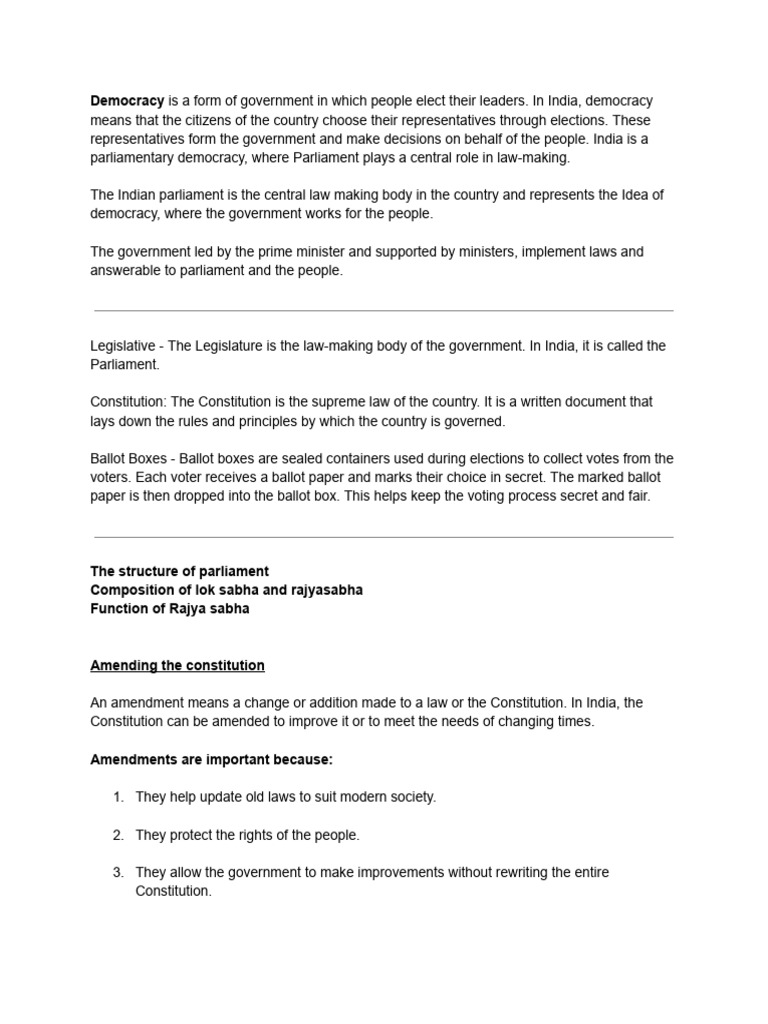 Class 8th Notes | PDF | Governance | Democracy