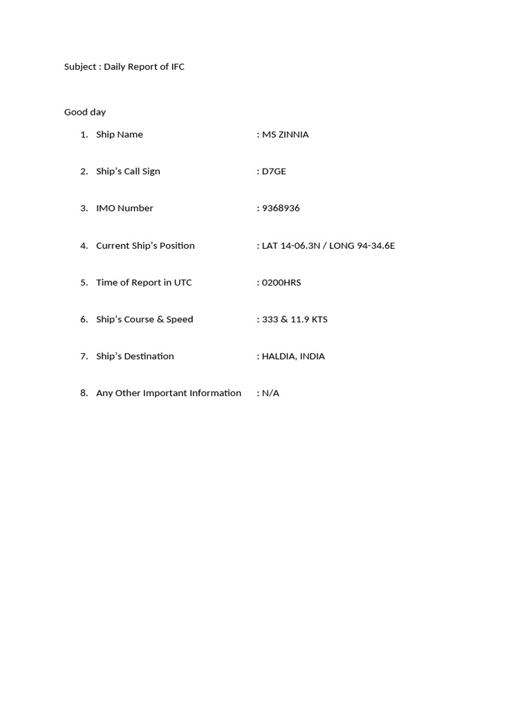 IFC Daily Report | PDF