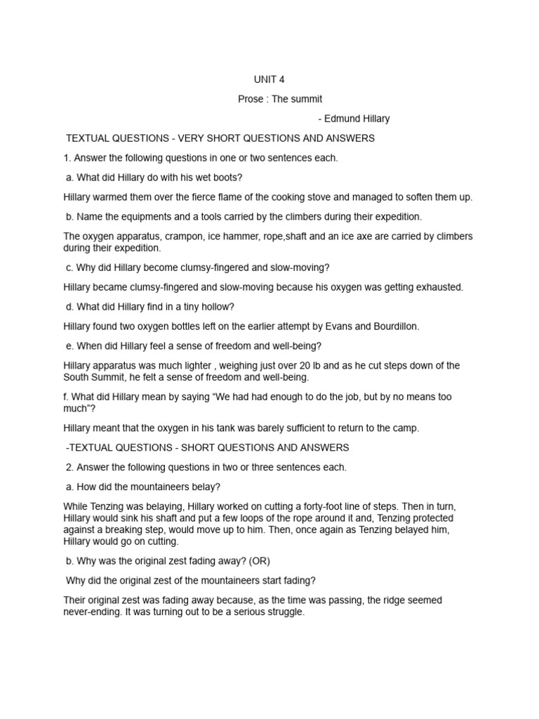 unit 4 notes | PDF | Mountaineering | Mount Everest