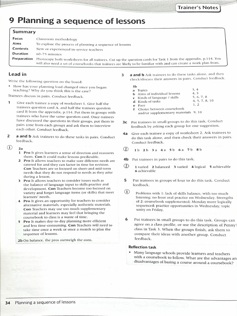 Planning a Sequence of Lessons 2 | PDF | Learning | Cognition