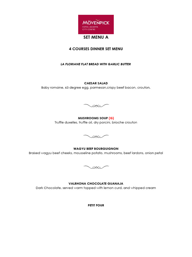 4-Course Dinner Set Menus Overview | PDF
