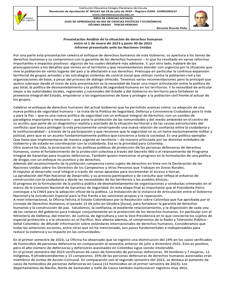 Guía 2 Per 3 Cpe 10 | PDF | Colombia | Valores