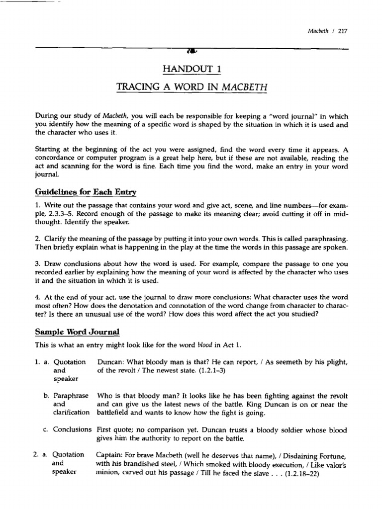 Handout 1 Tracing a Word | PDF | Macbeth