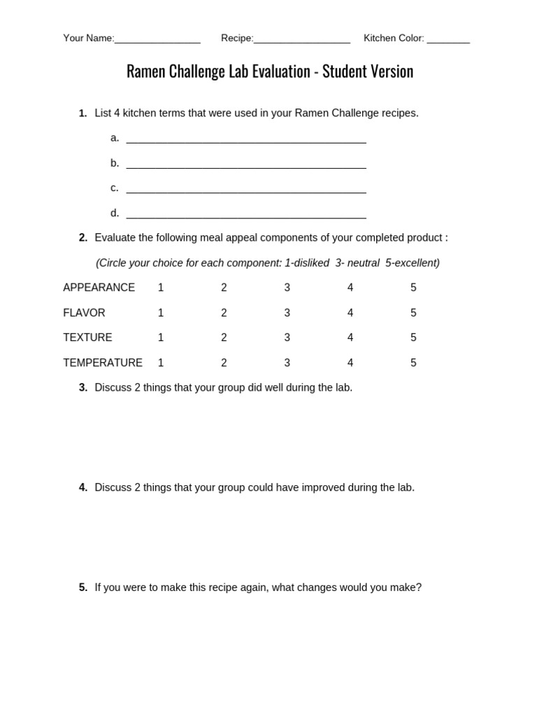 Ramen Challenge Lab_Project Evaluation | PDF