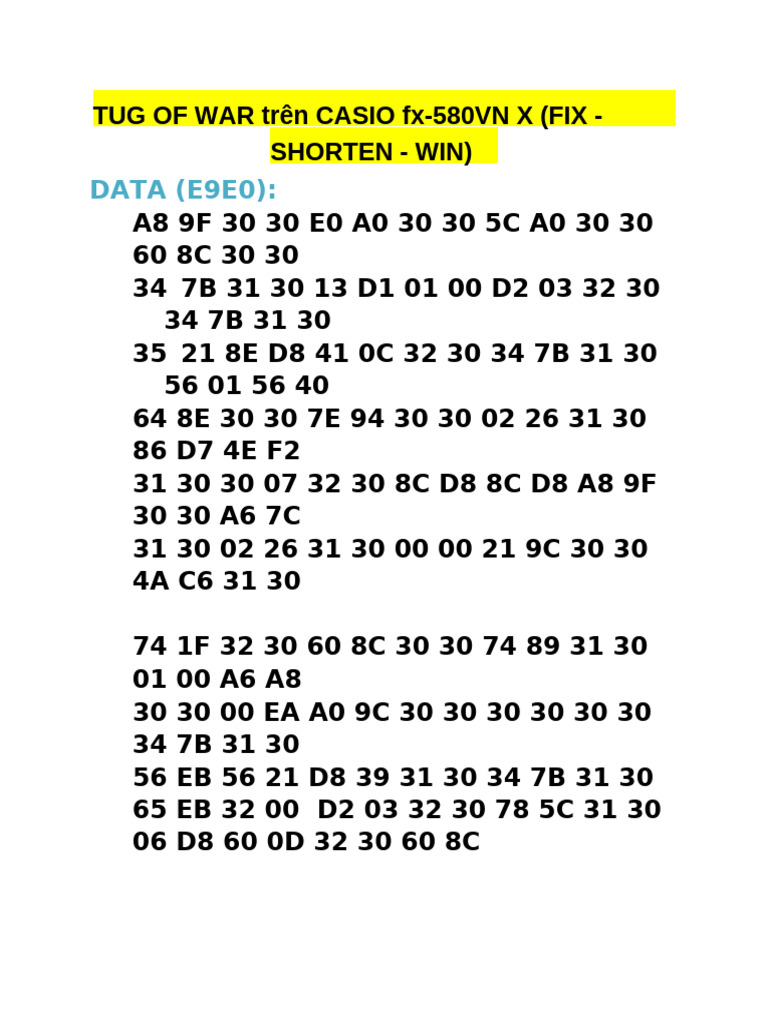 TUG OF WAR Game on CASIO fx-580VN X | PDF