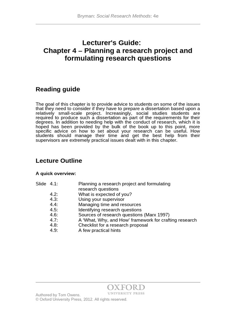 Planning A Research Project | PDF | Thesis | Science