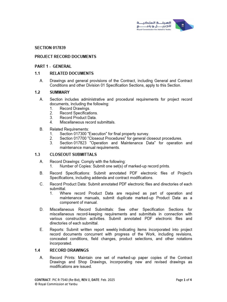 Project Record Documents Guidelines | PDF | Specification (Technical ...