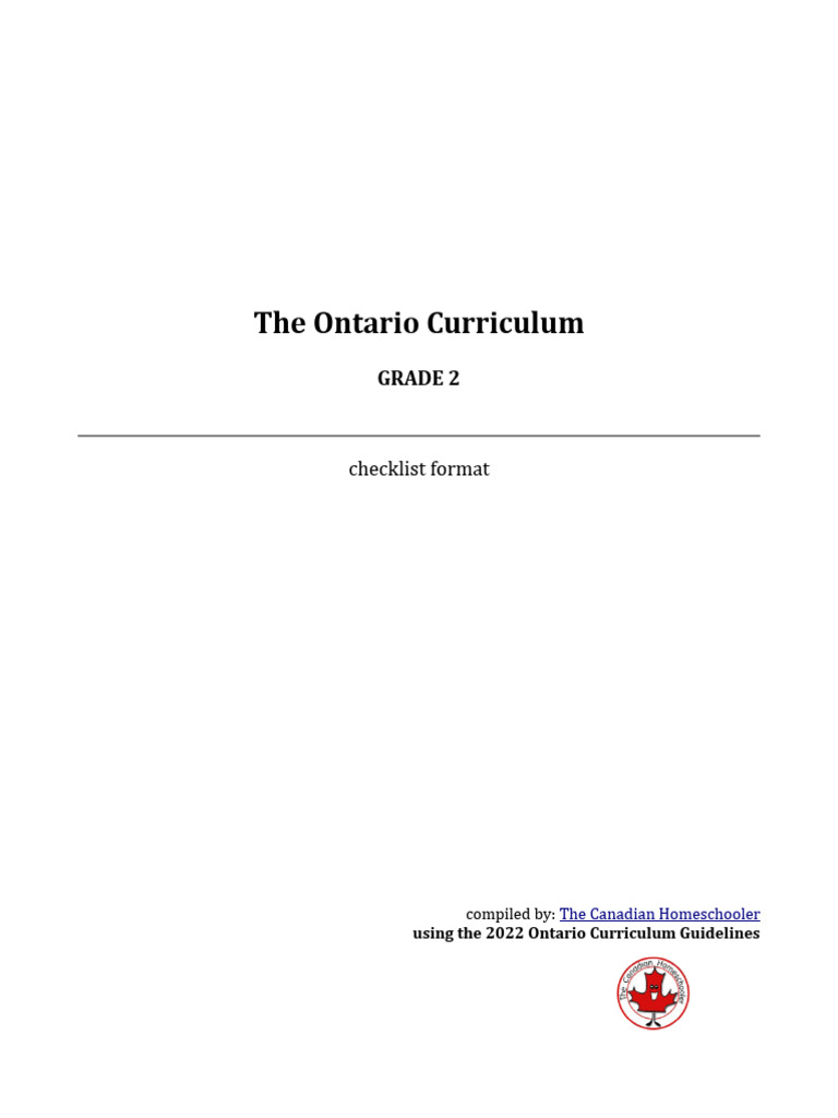 Ontario Grade 2 Curriculum Checklist | PDF | Machines | Communication