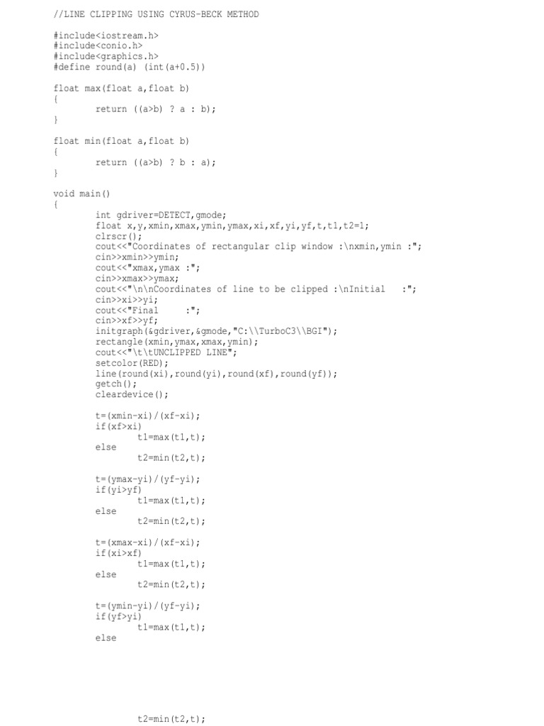 Cyrus-Beck Line Clipping Method | PDF