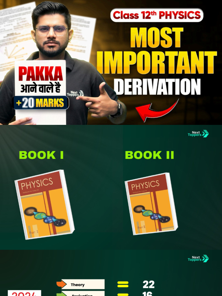 Class 12th Physics Most Important Derivation | PDF