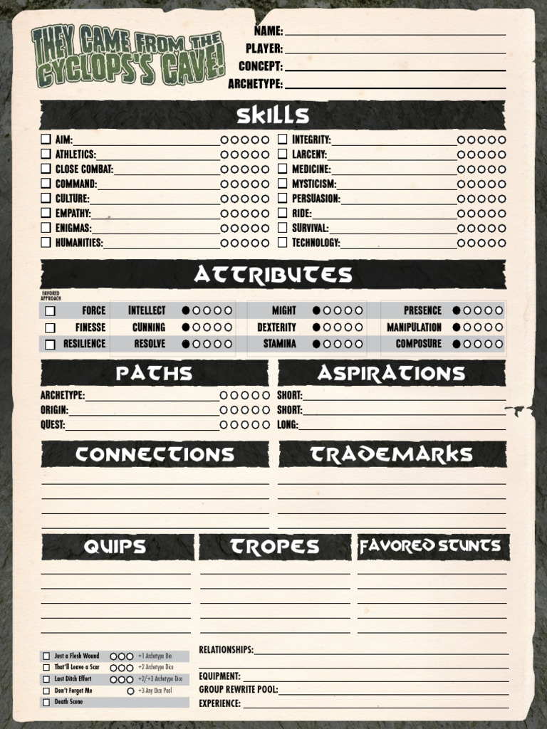 Character Creation Template for RPGs | PDF