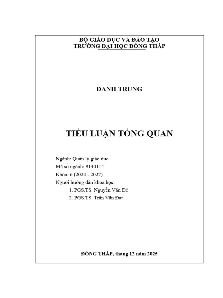 TIEU LUAN TONG QUAN VE HOAT DONG TRAI NGHIEM_22122025 - DANH TRUNG | PDF