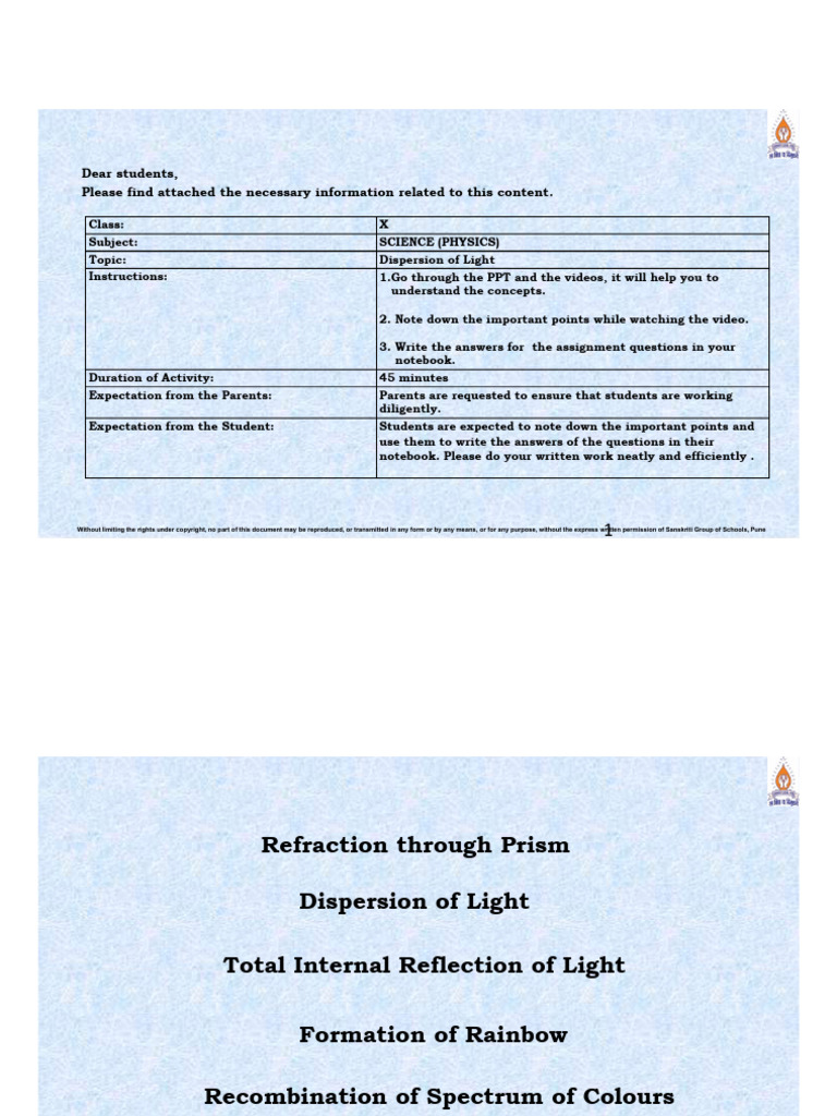 Understanding Light Dispersion Concepts | PDF | Rainbow | Light