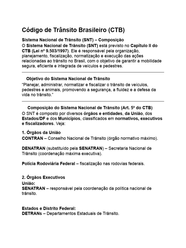 Código de Trânsito Brasileiro (CTB) | PDF