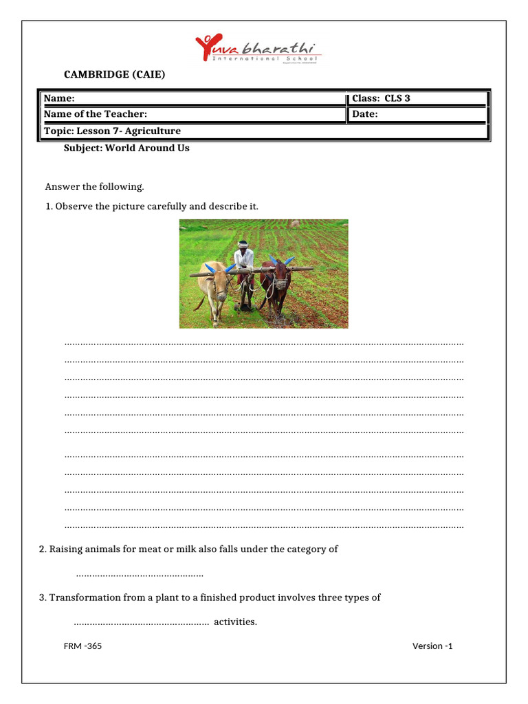 WAU 7 Worksheet | PDF | Agriculture | Crops