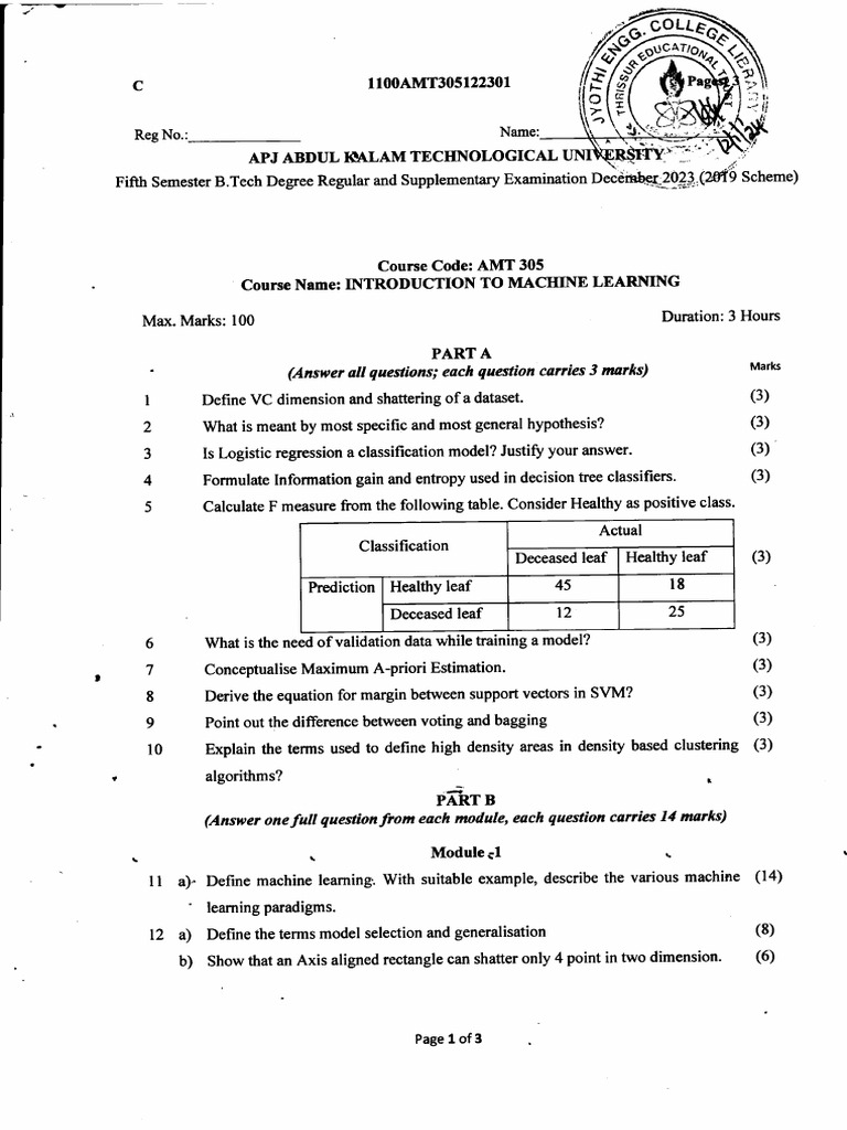 Machine Learning Exam Questions and Topics | PDF | Machine Learning ...