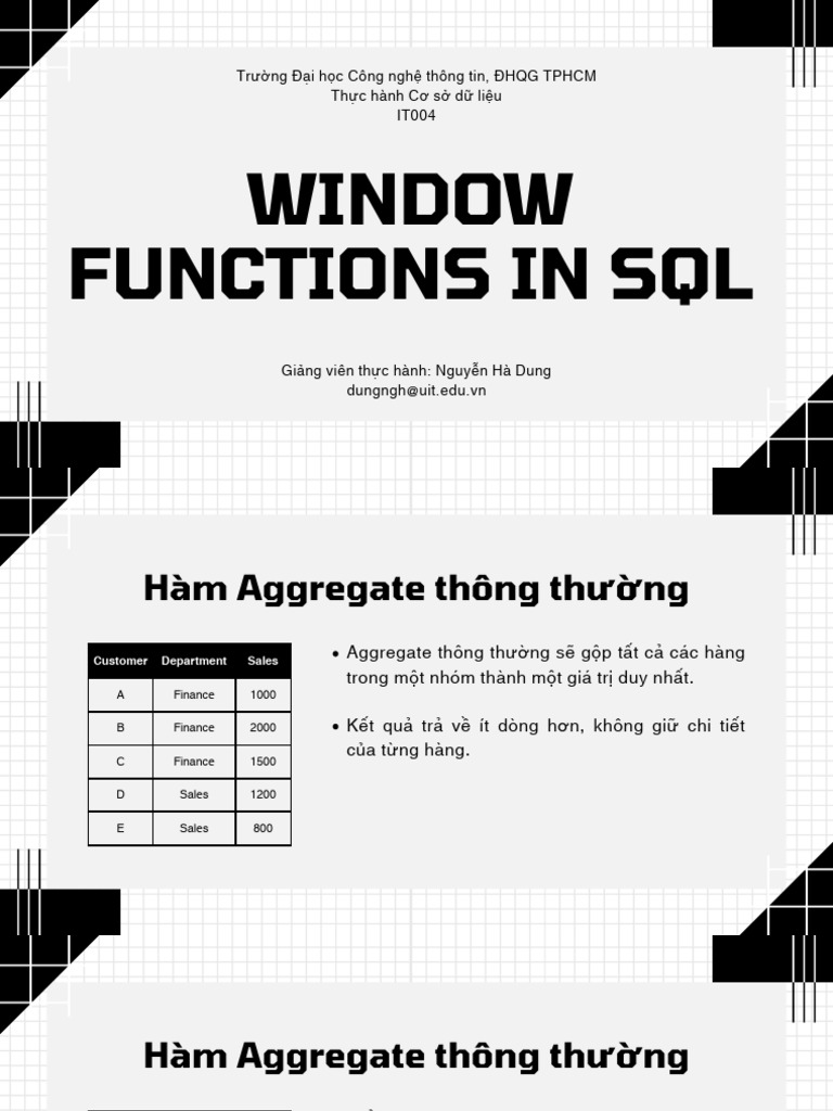 Window Functions in SQL | PDF