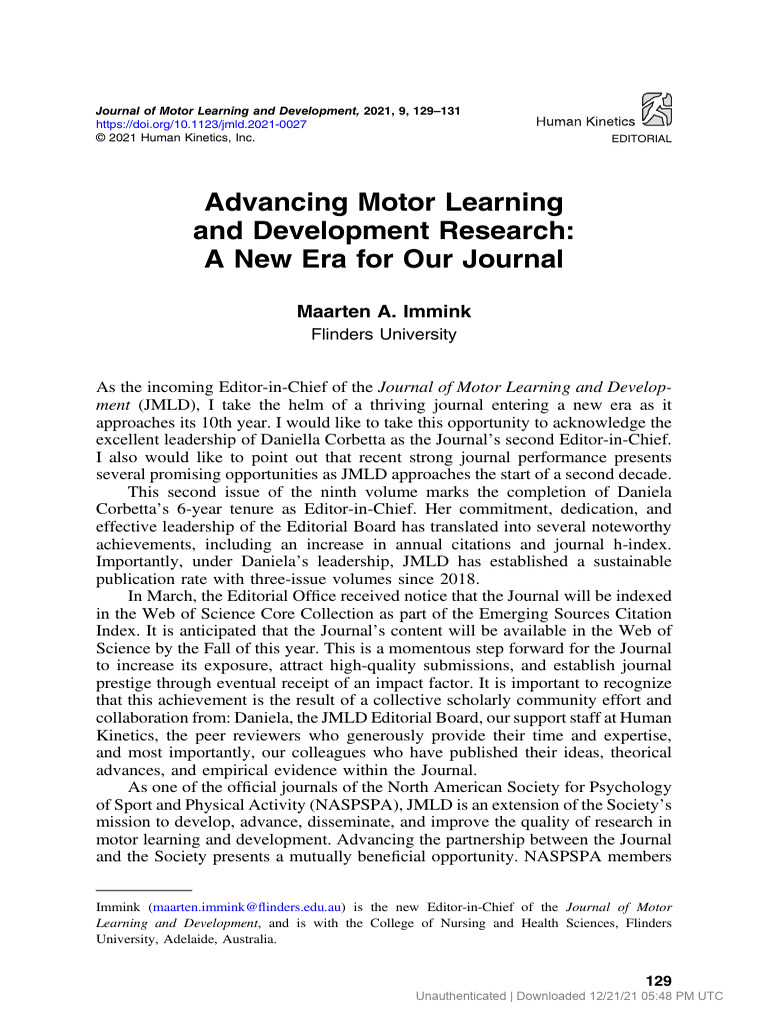 Advancing Motor Learning Research | PDF | Cognitive Science | Cognition