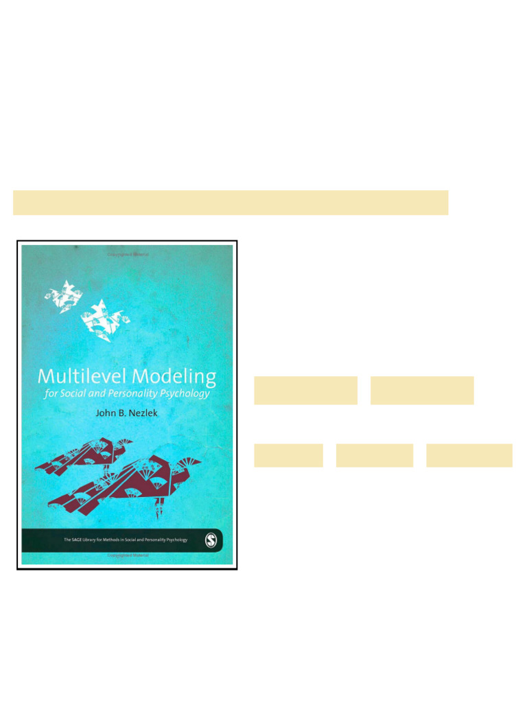 Multilevel Modeling for Social and Personality Psychology digital ...