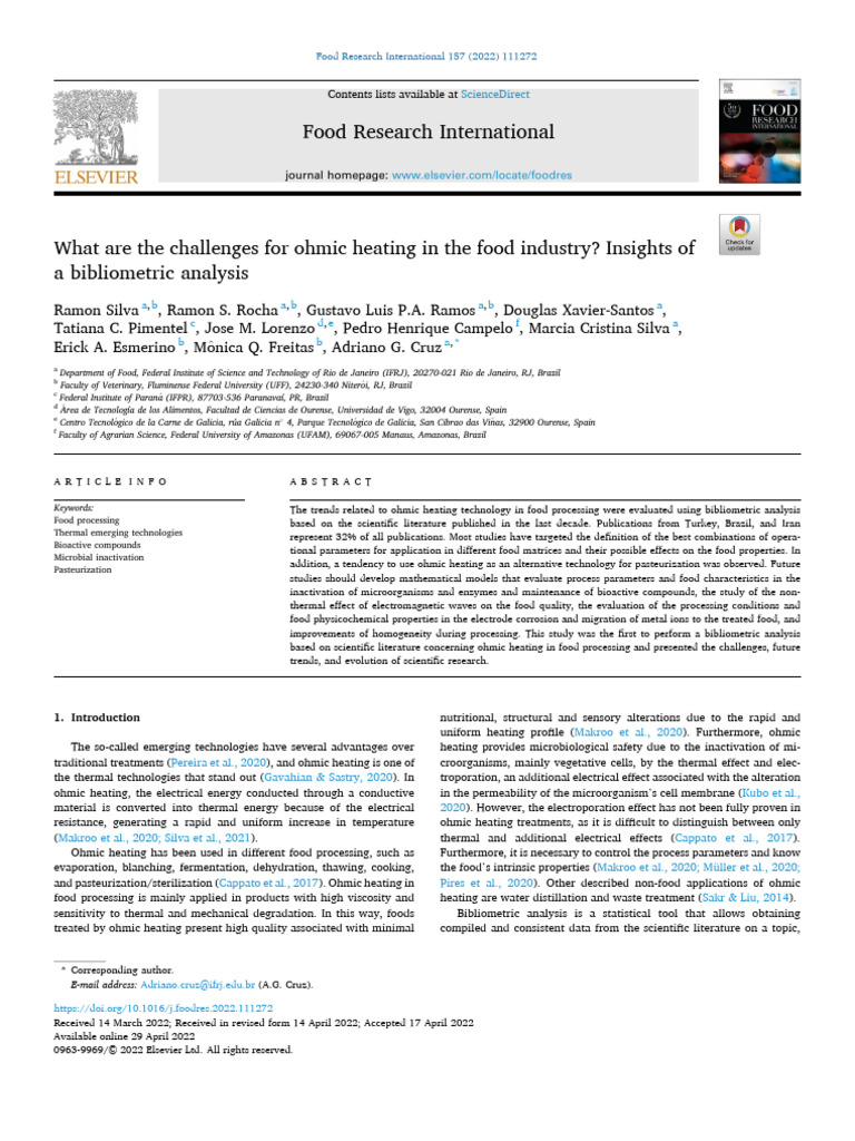 Challenges of Ohmic Heating in Food Processing | PDF