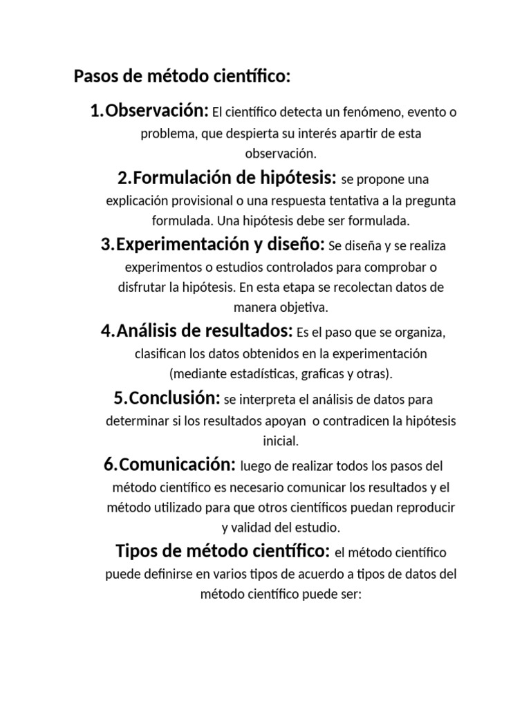 Pasos y Tipos del Método Científico | PDF