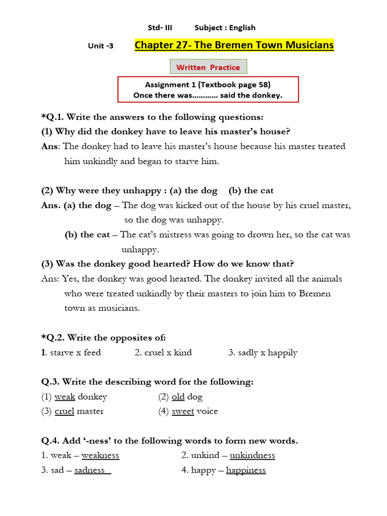 L.no. 27- The Bremen Town Musicians | PDF
