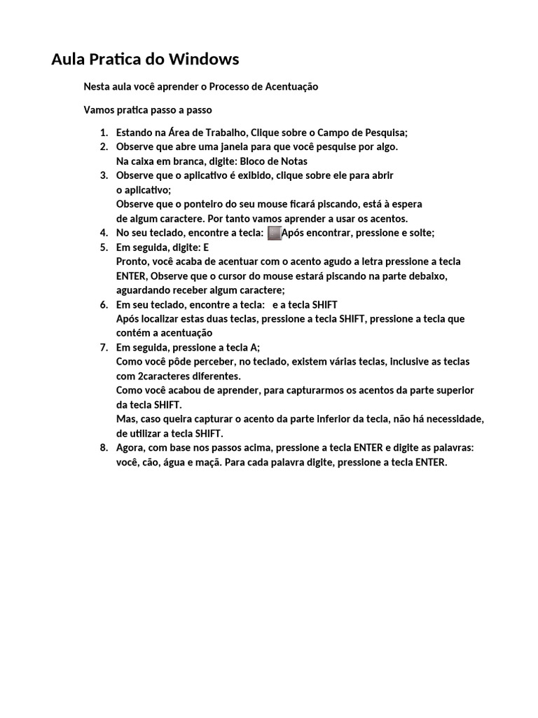 Aula Pratica Do Windows | PDF