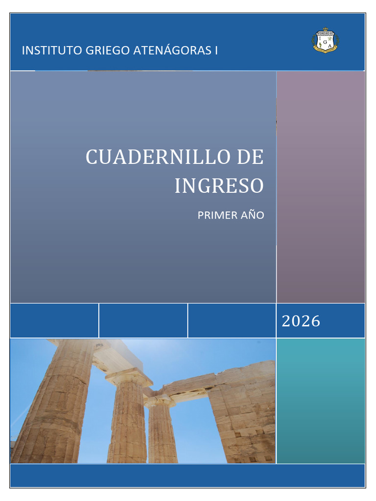 Cuadernillo de Ingreso 2026 - Primer Año | PDF | Alfabeto griego