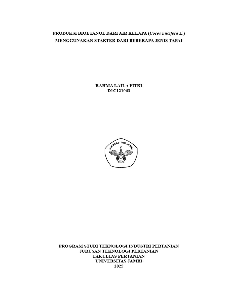 Bioetanol dari Air Kelapa dan Tapai | PDF